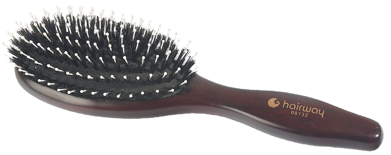 Щетка для укладки волос деревянная Lady 8-рядная, овальная, массажная