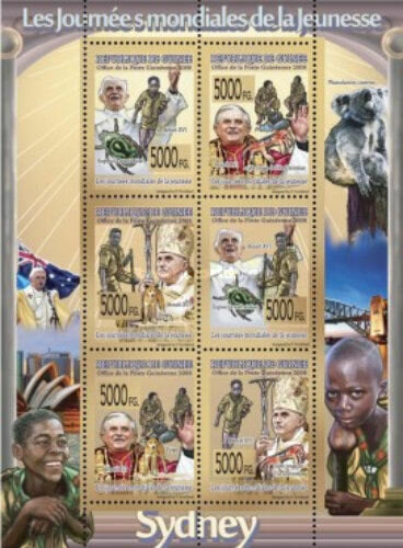 Почтовые марки Гвинея 2008г. "Всемирный день молодежи - Папа Бенуа XVI и скауты" Папа римский, Скауты MNH