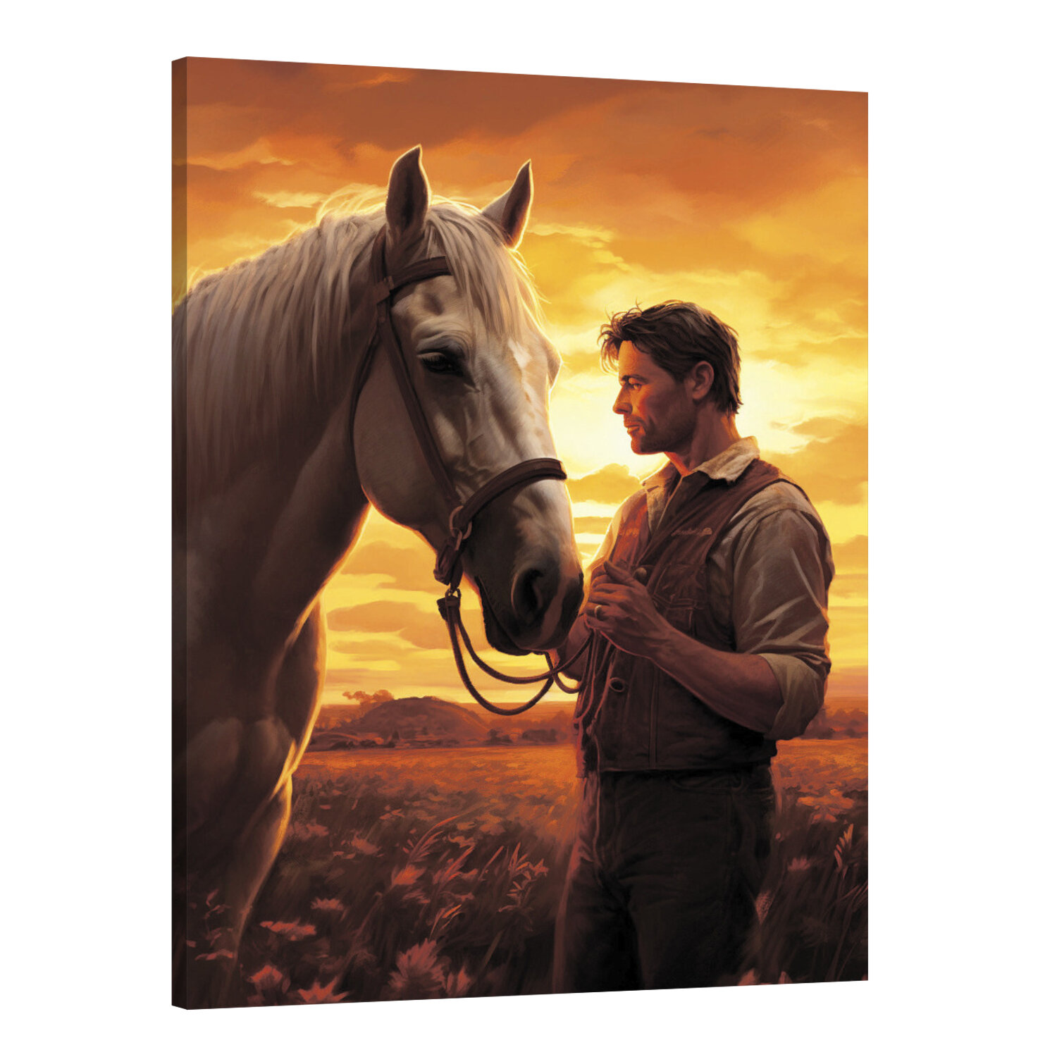 Интерьерная картина 50х70 "Мужчина и лошадь"