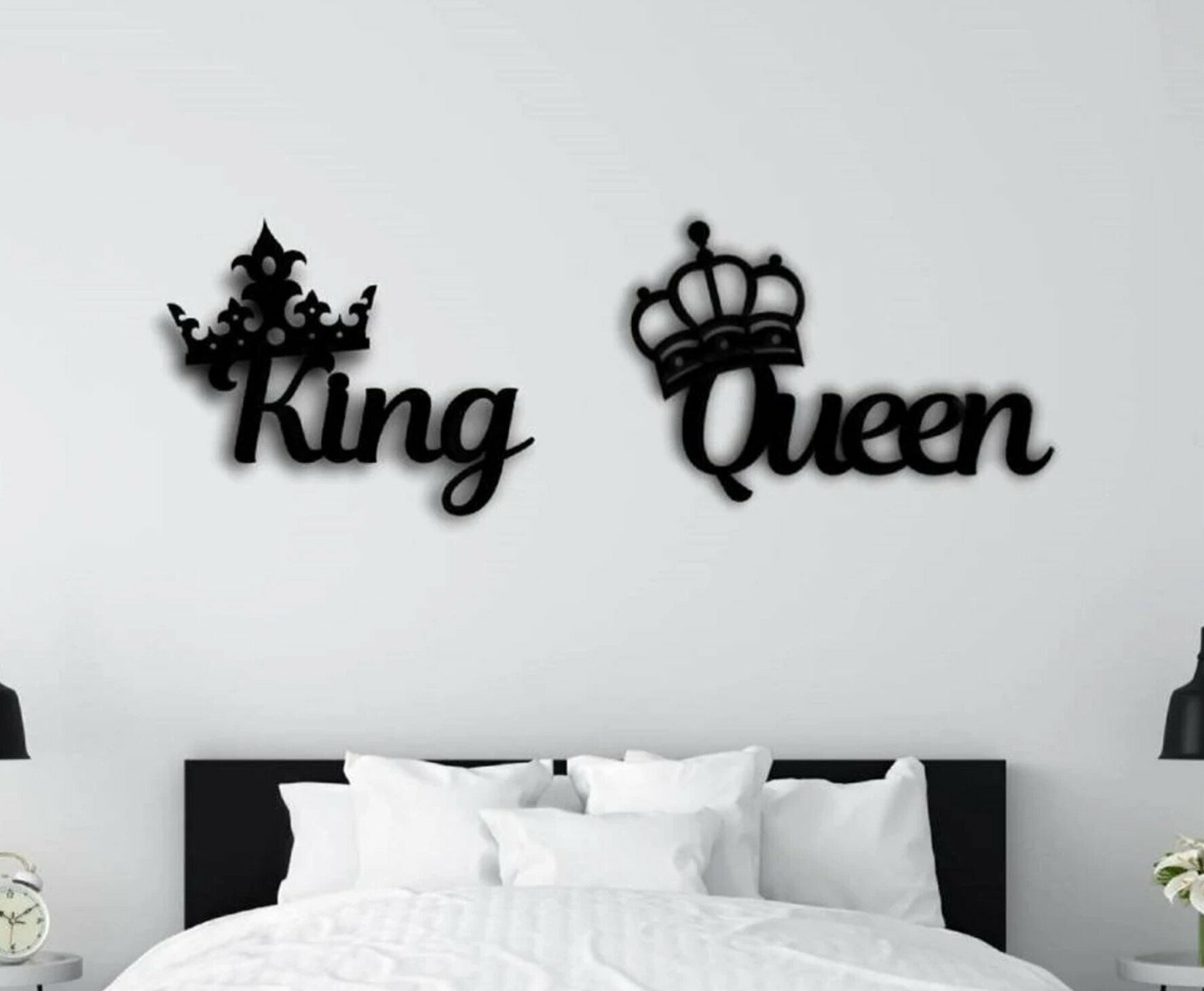 Панно 40х20 см 2 шт "Муж Король и Жена Королева" декоративное настенное чёрное, декор на стену, картина