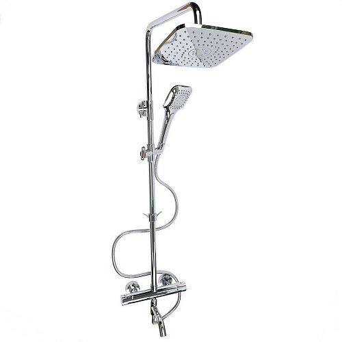 3098 BRIMIX Смеситель + стойка душевая "тропический душ" с терморегулятором