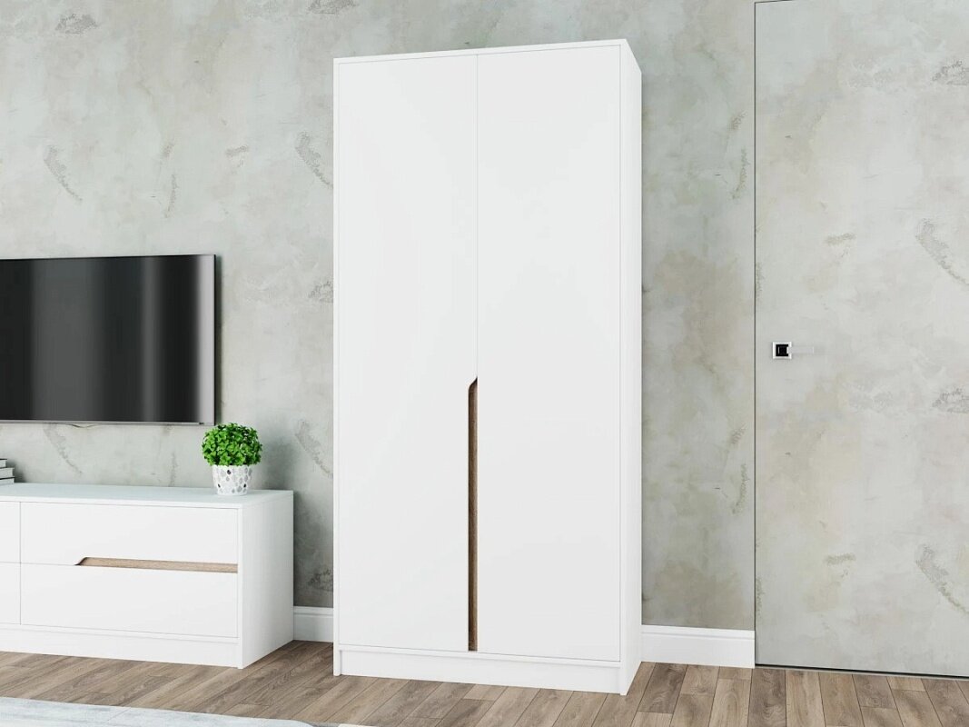 Шкаф распашной МебельЛэнд24 Бонди - 2 Белый 100x55x210 для одежды двухдверный