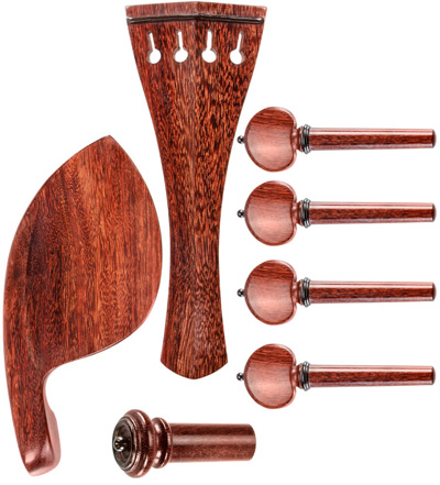 Viola accessory set Acura Meister Preciso AS-ASGHL452 - Preciso grade viola accessory set of rosewood with ebony trim. Heart pegs, Hill tailpiece, Guarneri chin rest with English mount and inSight end pin.