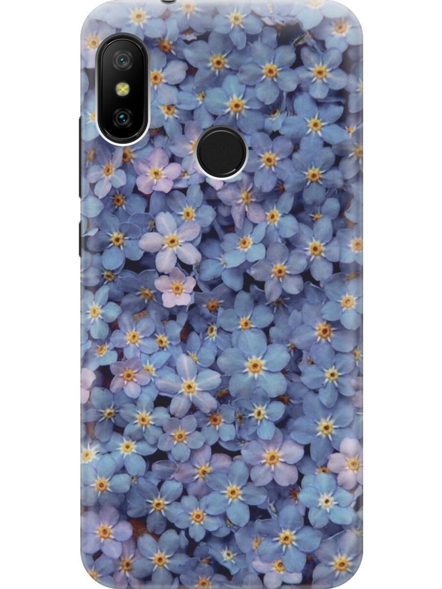 Силиконовый чехол на Xiaomi Mi A2 Lite, Redmi 6 Pro, Сяоми Ми А2 Лайт, Редми 6 Про с принтом "Голубые фиалки"