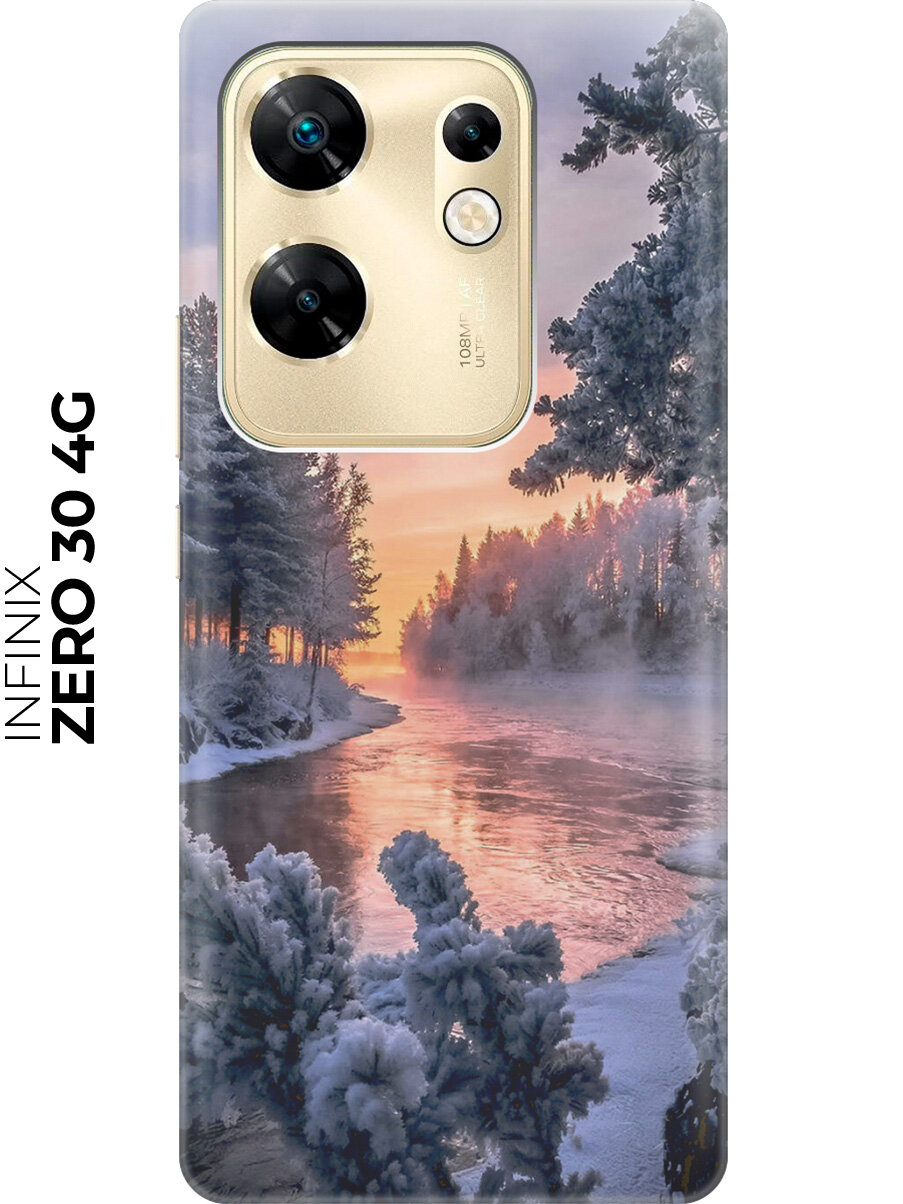 Силиконовый чехол на Infinix Zero 30 4G / Инфиникс Зеро 4г с рисунком "Река в заснеженном лесу"