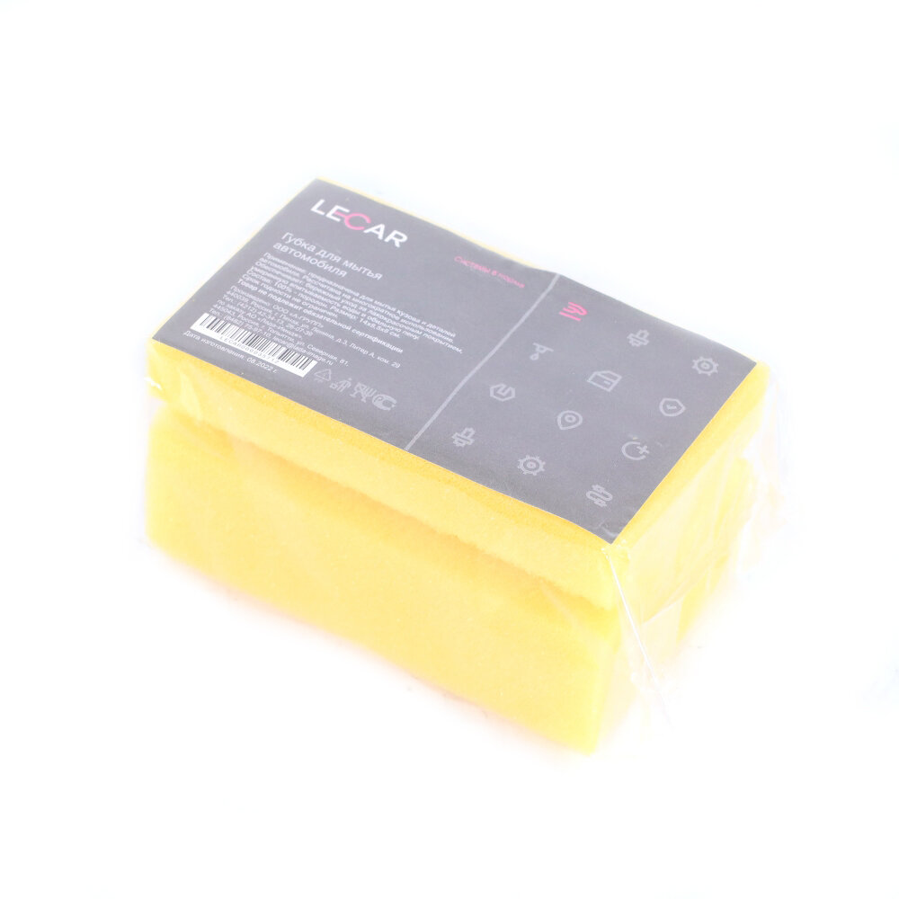 Губка поролоновая LECAR "Фигурная" 140*85*80 (цвет желтый)