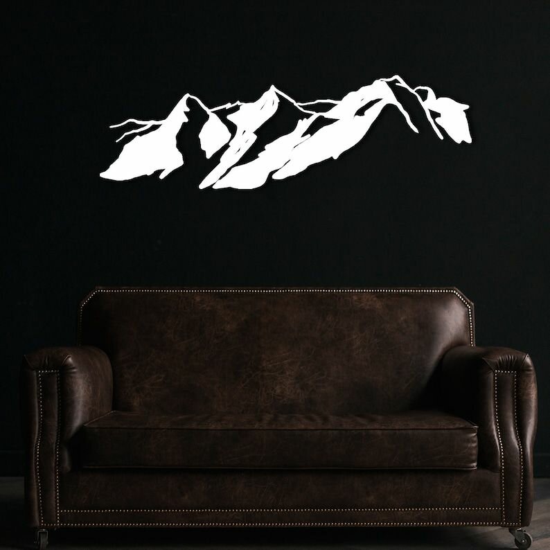 Декоративное панно деревянное, Горы (белый цвет)