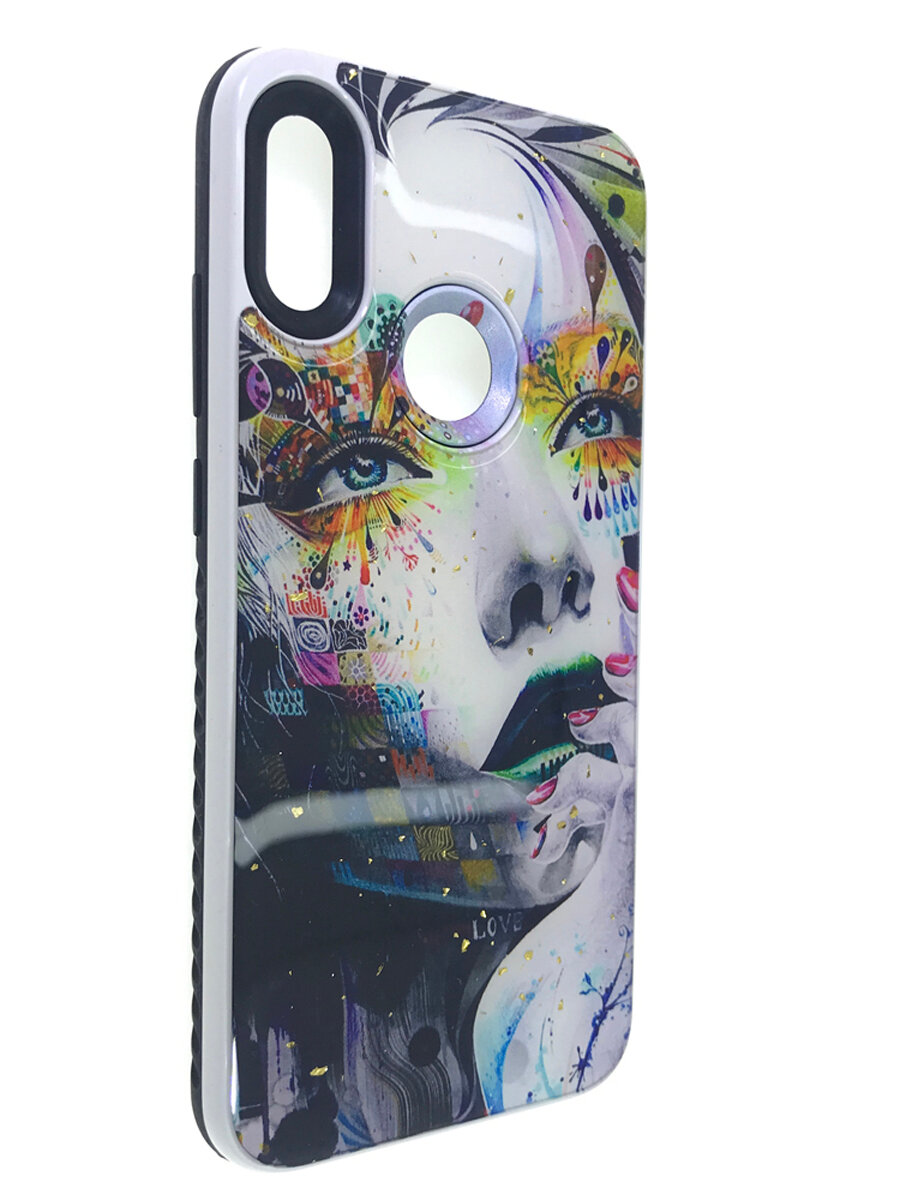 Чехол Мобильная Мода для Huawei Y6 2019/Honor 8A Накладка силиконовая с эпоксидной смолой и цветным рисунком девушки