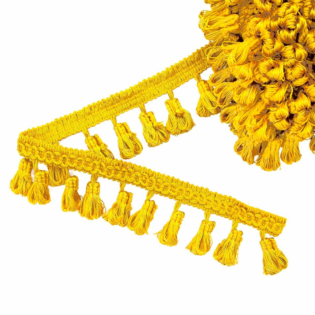 Бахрома для штор с кисточками, 5 см* 10 м, для текстиля и шитья, золотая, Айрис