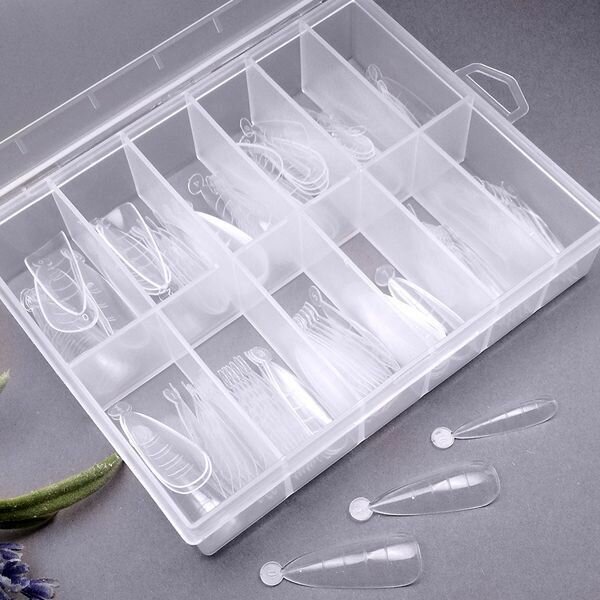 Формы многоразовые верхние миндаль (арочные) для наращивания ногтей полигелем, 120шт.