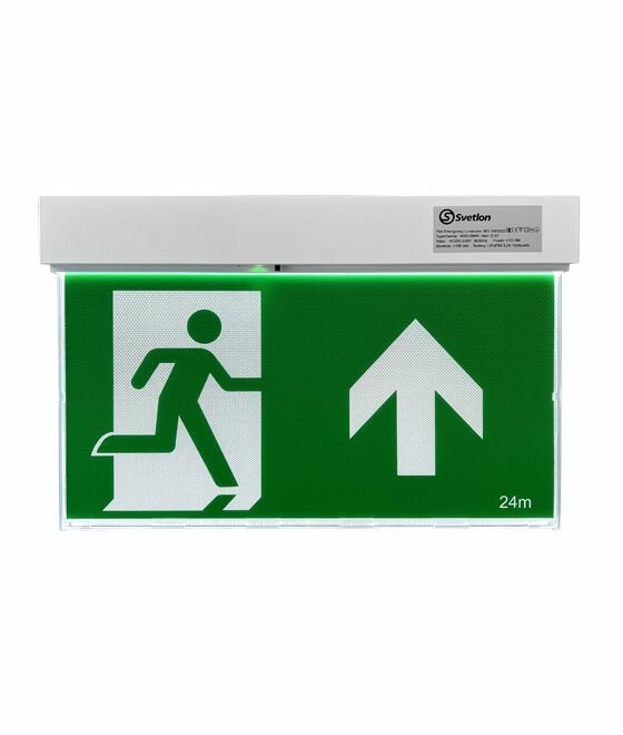 Световой указатель аварийный светильник MBD-089N Е-45 выход вверх, автономный режим 180 мин, подвесной 317x203x45мм