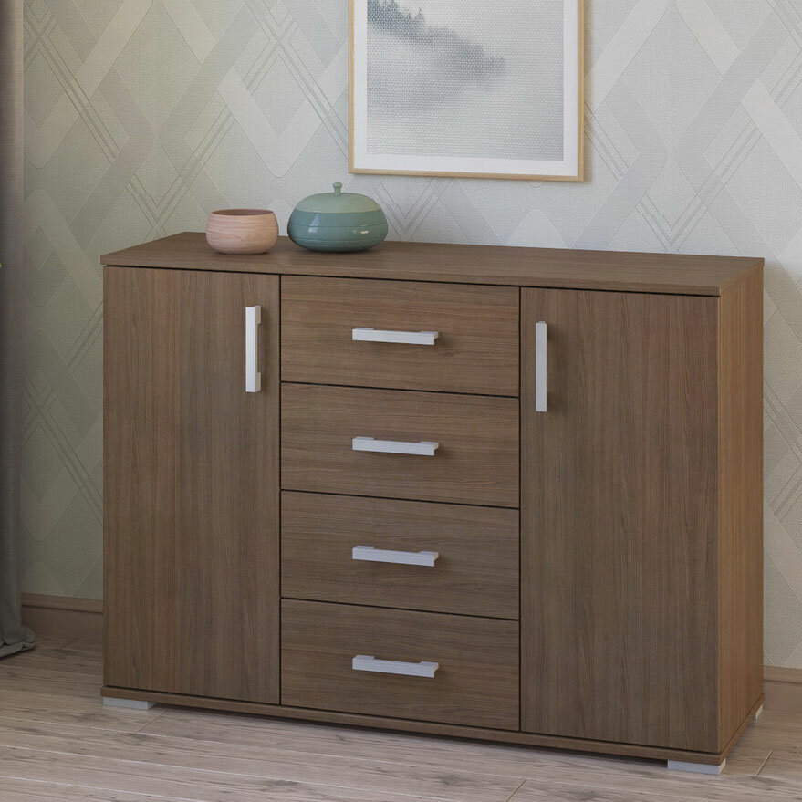 Двухдверный комод с 4 ящиками МагМебель №44 ясень шимо тёмный