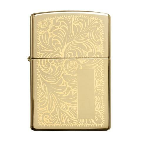 Оригинальная бензиновая зажигалка ZIPPO Venetian® с покрытием High Polish Brass, латунь/сталь, золотистая, 38x13x57 мм, не заправленная