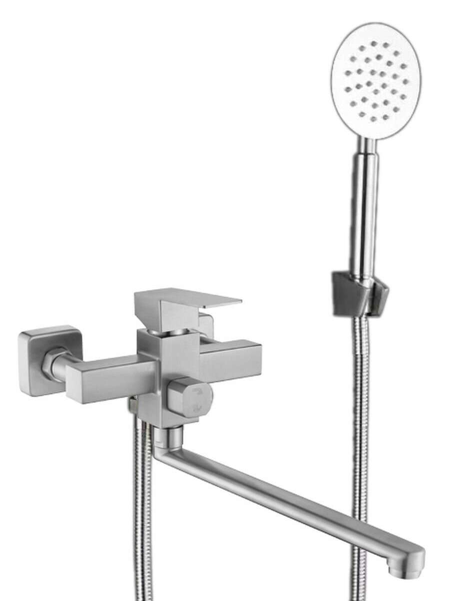 Смеситель для ванны Hansen HN25304-G, поворотный излив, цвет сатин