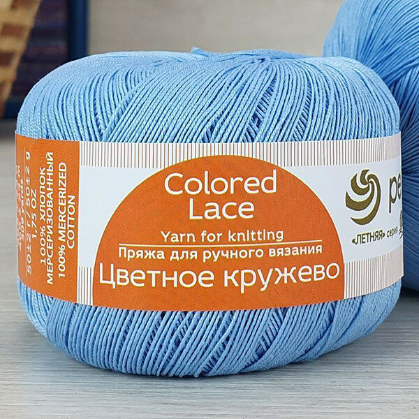 Пряжа Пехорка цветное кружево 05 голубой (4 мотка)