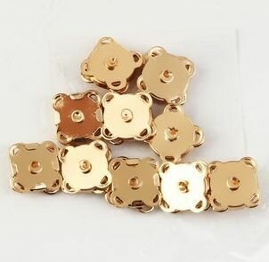 Кнопки магнитные для одежды и сумок пришивные - 10 мм - 10 штук - цвет золото