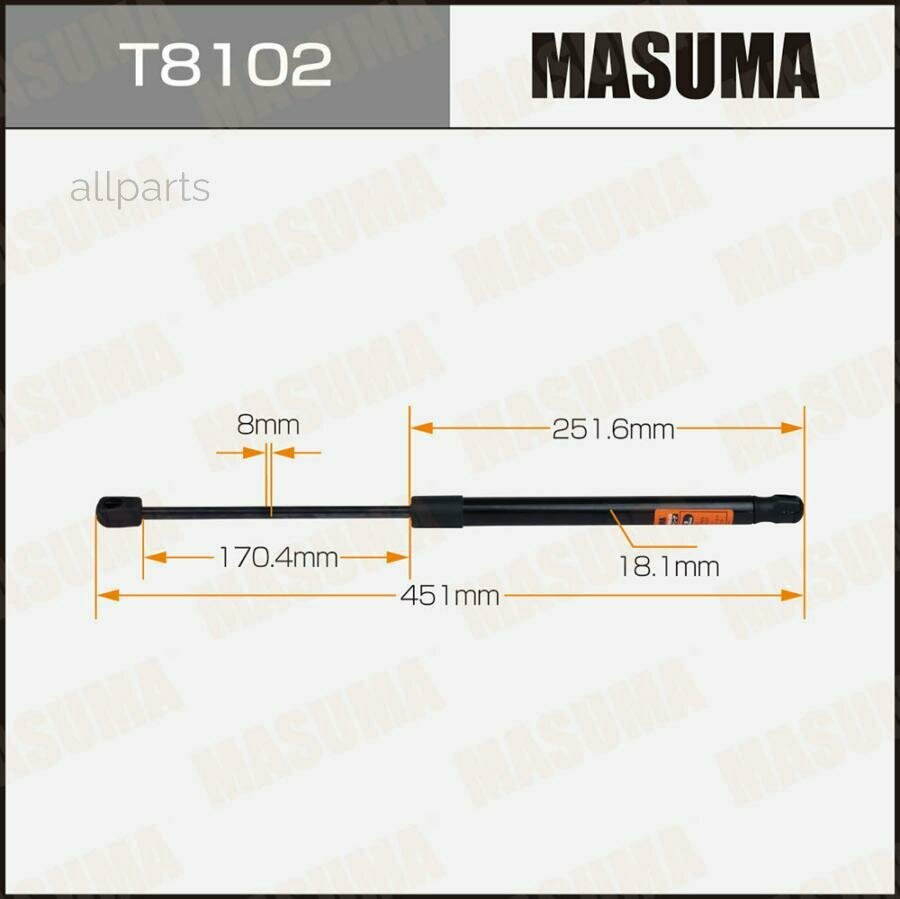 MASUMA T8102 Упор газовый багажника, L= 451mm (1/40)