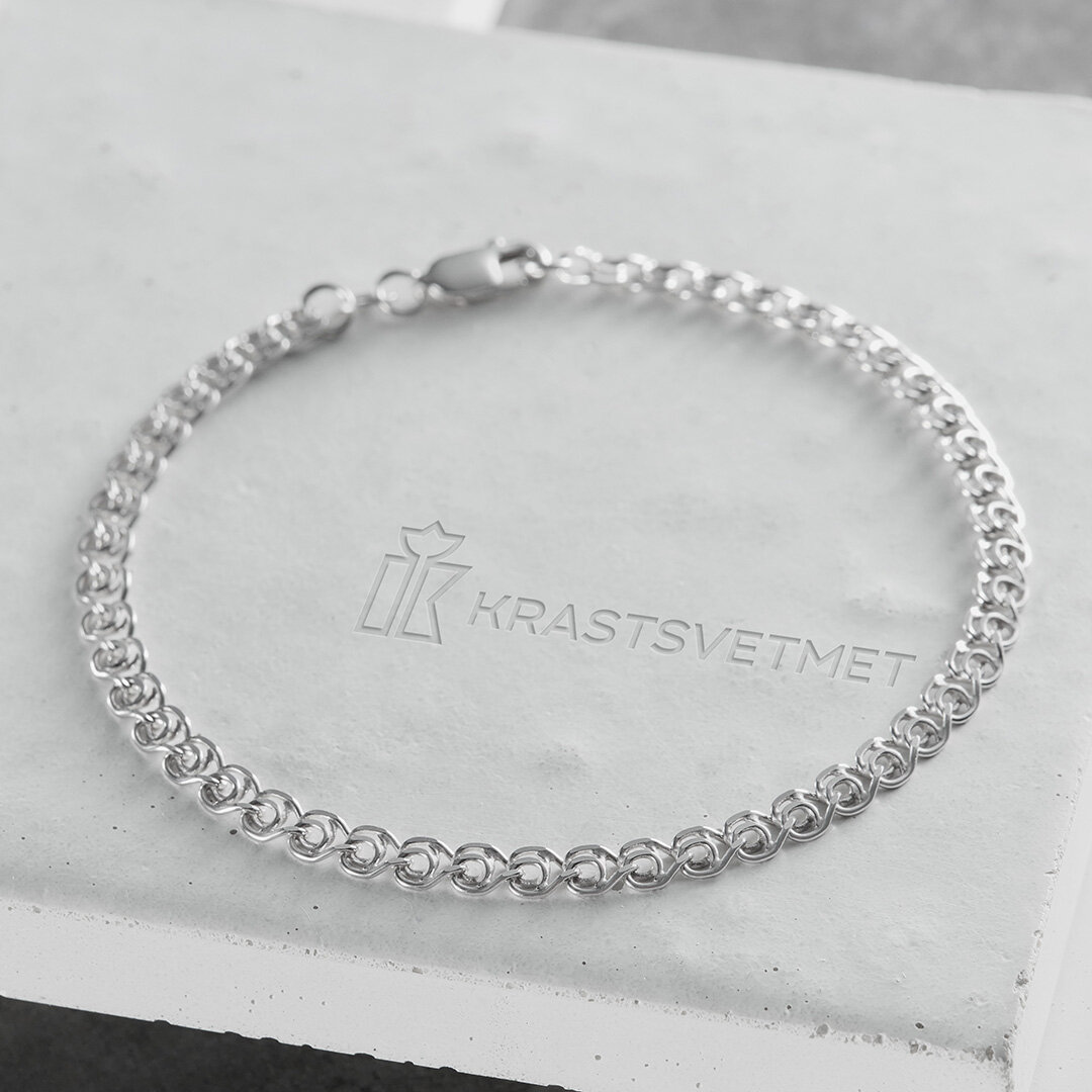 Браслет-цепочка, серебро, 925 проба, родирование