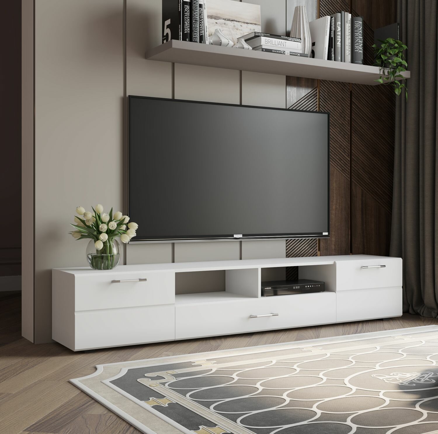 Тумба под ТВ Ларго 2м, Белая