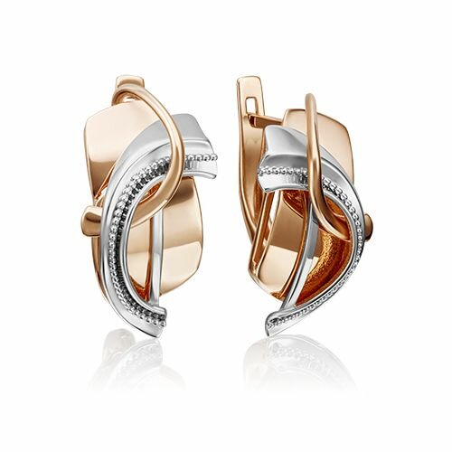 Серьги, комбинированное золото, 585 проба, родирование