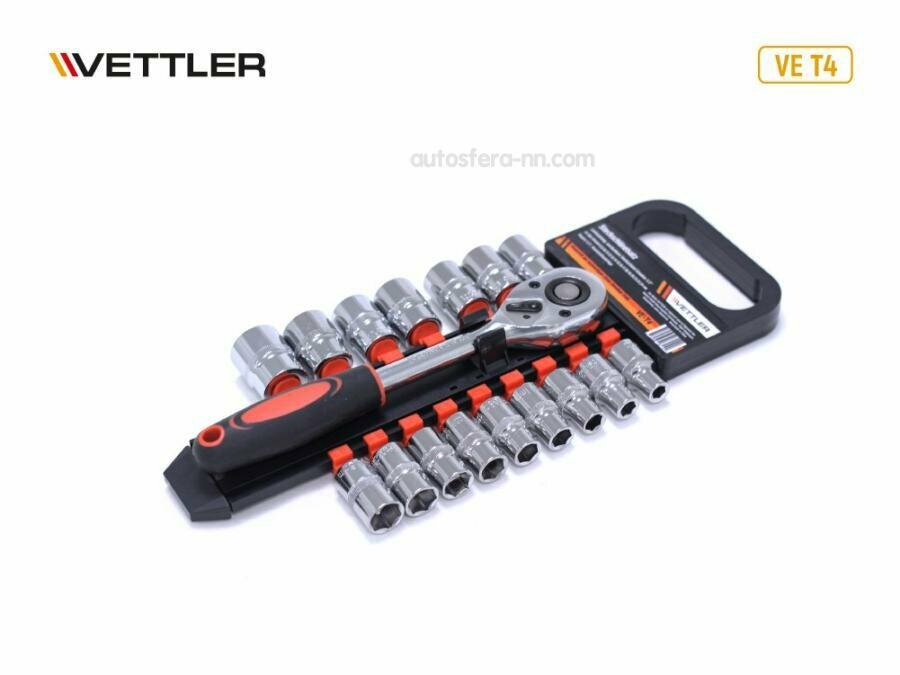 VETTLER VET4 Набор головок 1/2"DR 6-ти гран (8-24мм) 18пр на планке (VETTLER)