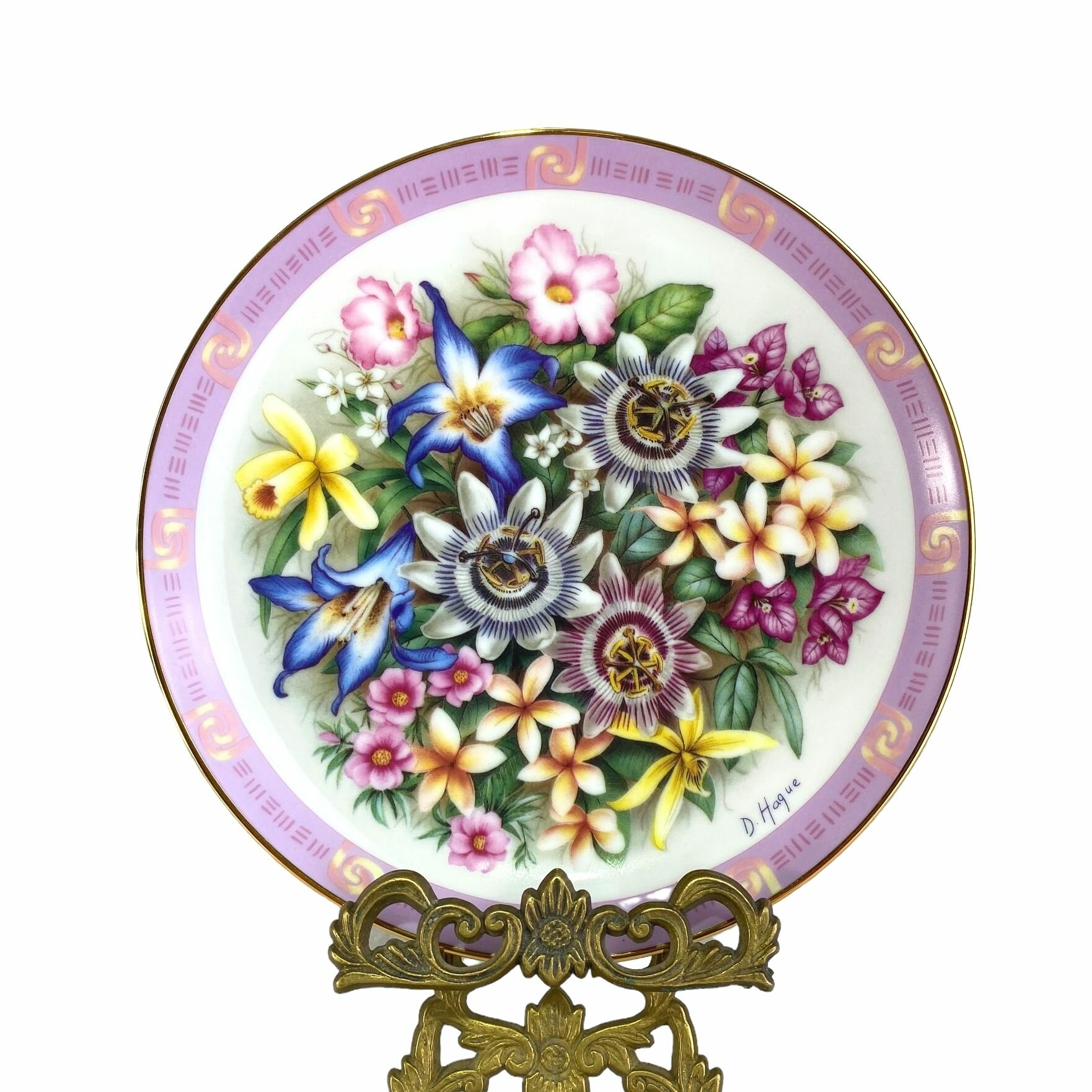 Декоративная тарелка, винтажная тарелка Цветы Бразилии. США