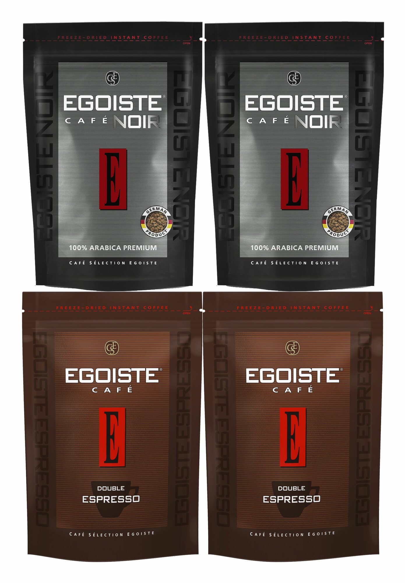 Кофе растворимый EGOISTE набор (Noir + Double Espresso), 70г х 4шт
