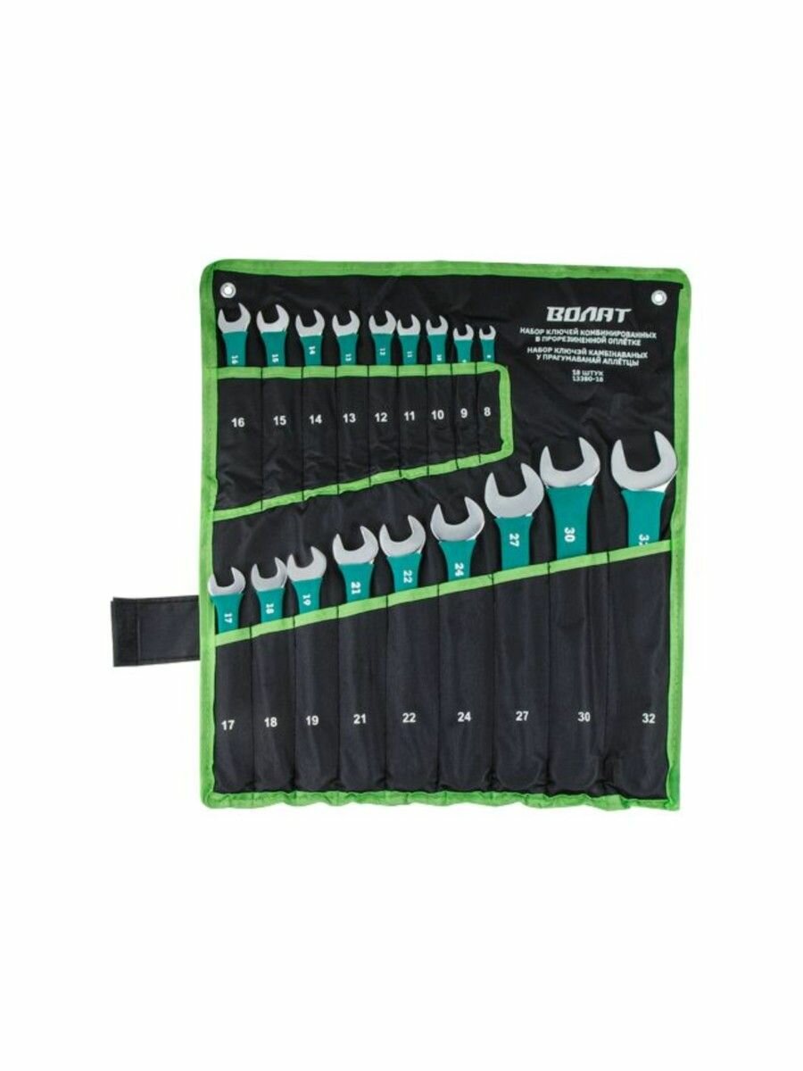 Волат Набор ключей комбинированных 8-32 мм 18 предметов 13380-18
