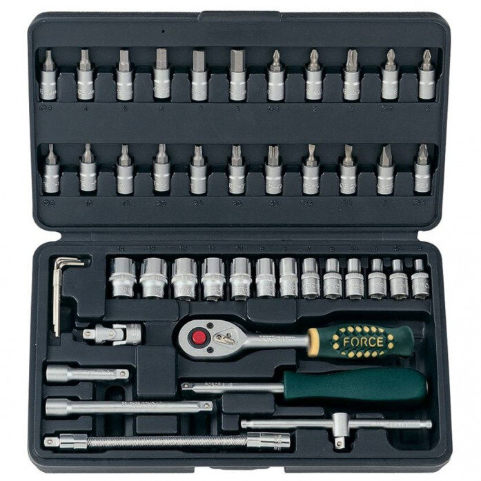 Набор инструмента FORCE 6 граней, Super Lock, 1/4, 46 предметов 2462-7
