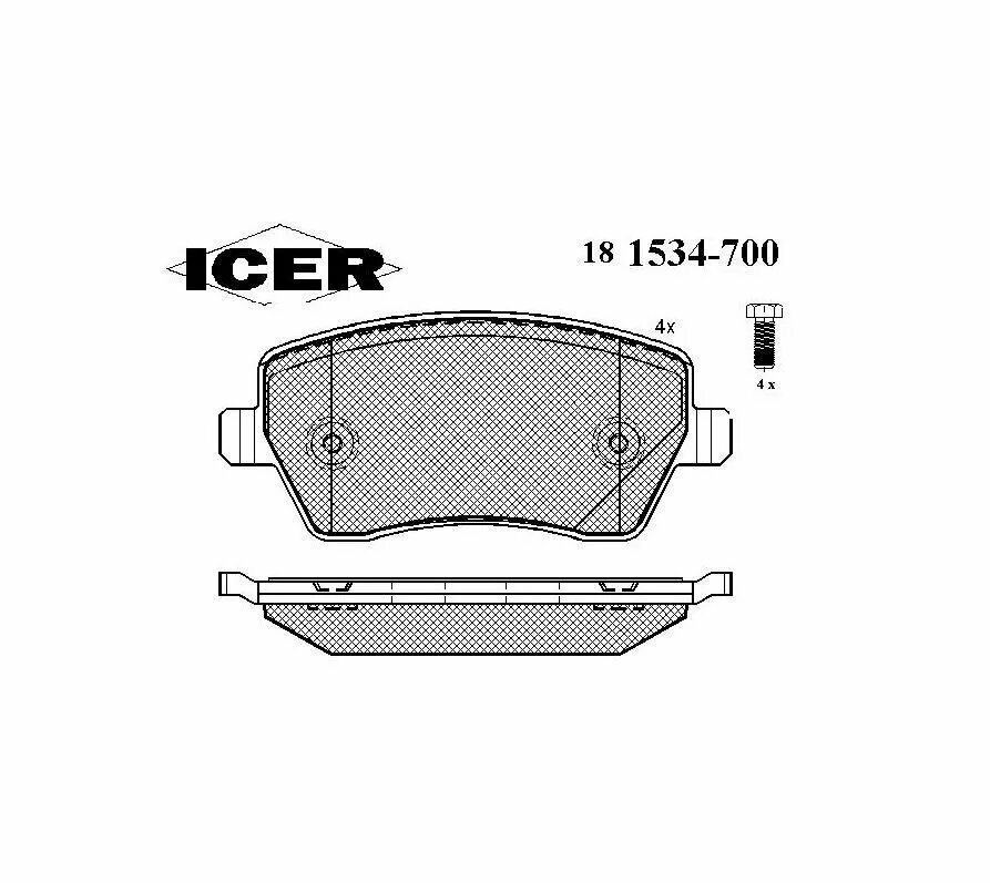 Колодки тормозные, ICER, 181534700, Lada Largus (-ABS), 2180 Vesta(Веста) Nissan Micra
