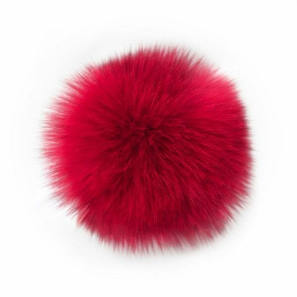 Помпон меховой (лиса) 10-12 см (5 штук) красный