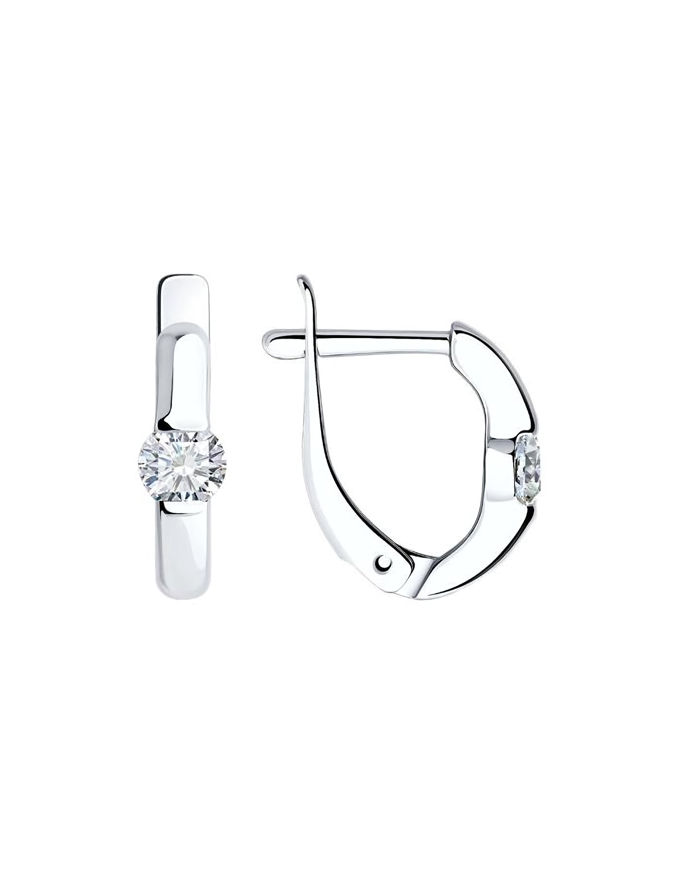 Серьги, серебро, 925 проба, родирование, фианит