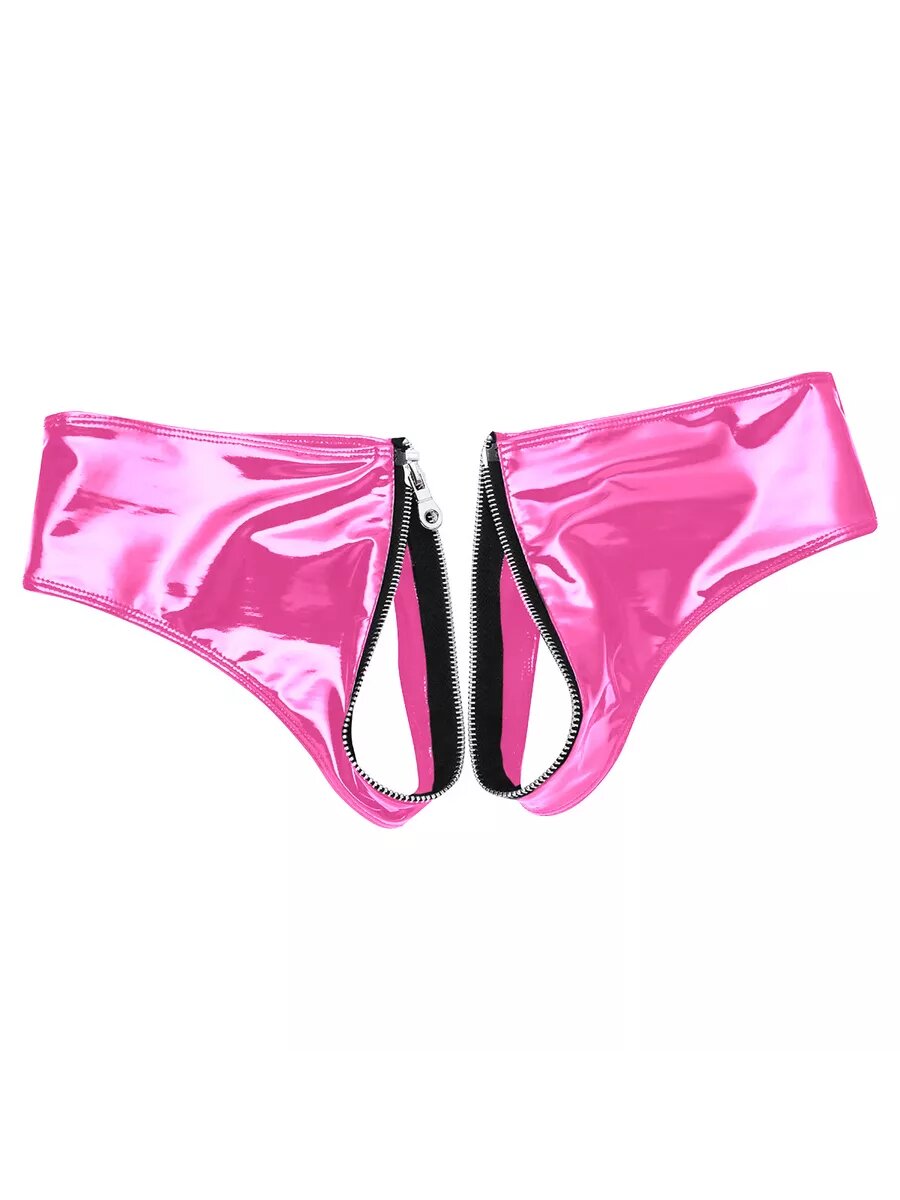 Латексные женские трусы из кожи с молнией по всей длине 3XL