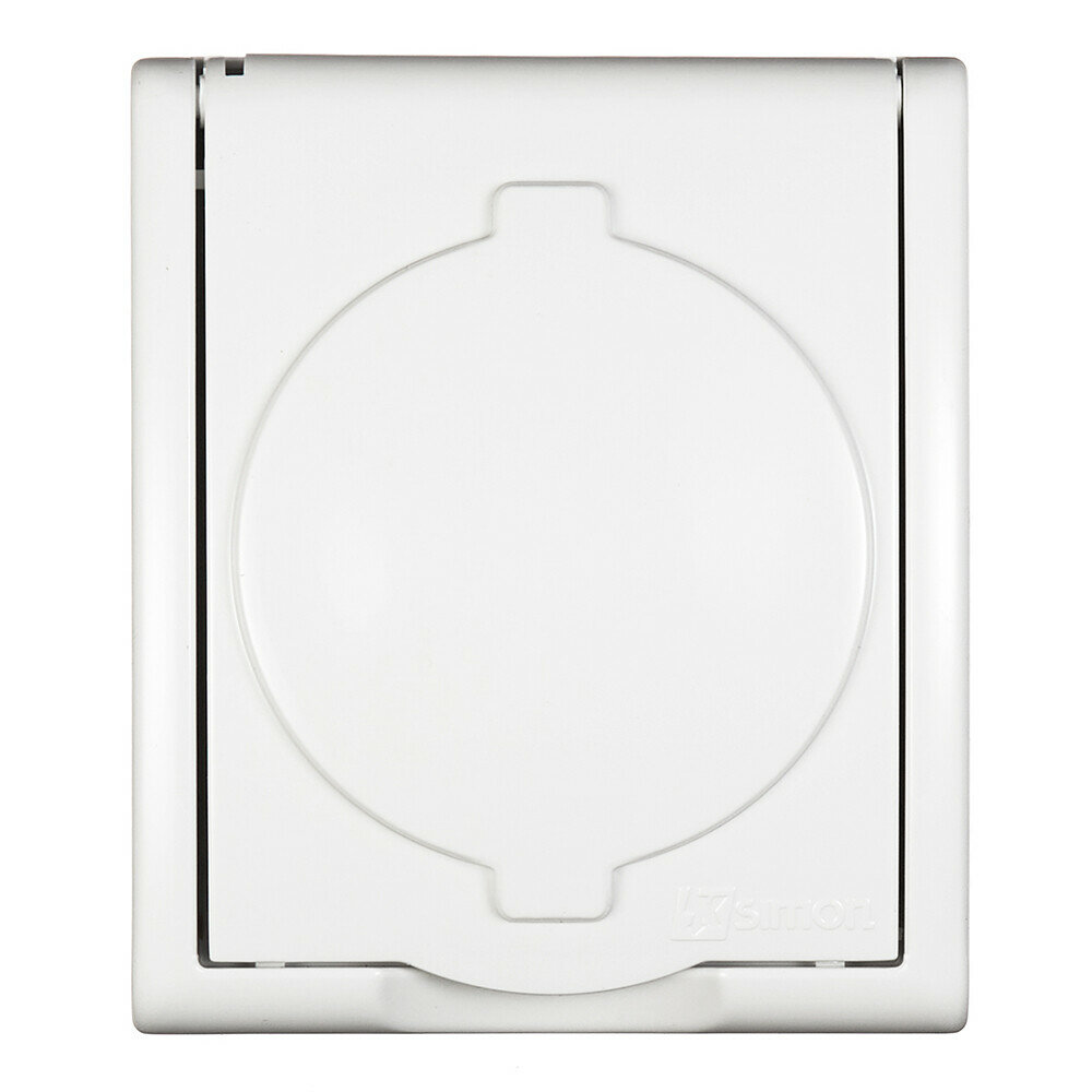 Розетка Simon 15 Aqua накладная белая со шторками с крышкой 1594432-030