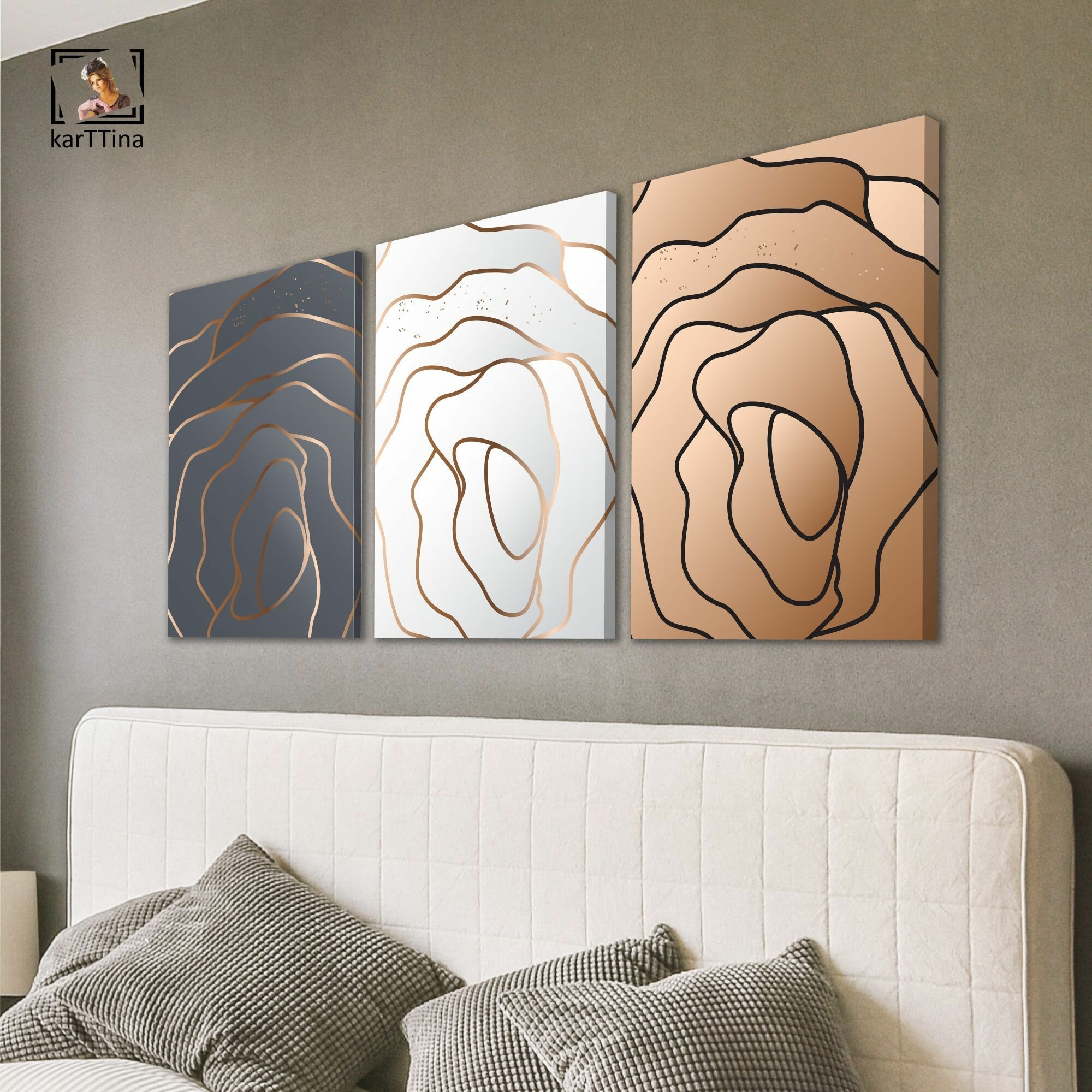 Картина на стену, интерьерная "волнистая геометрия", 150 см х 70 см