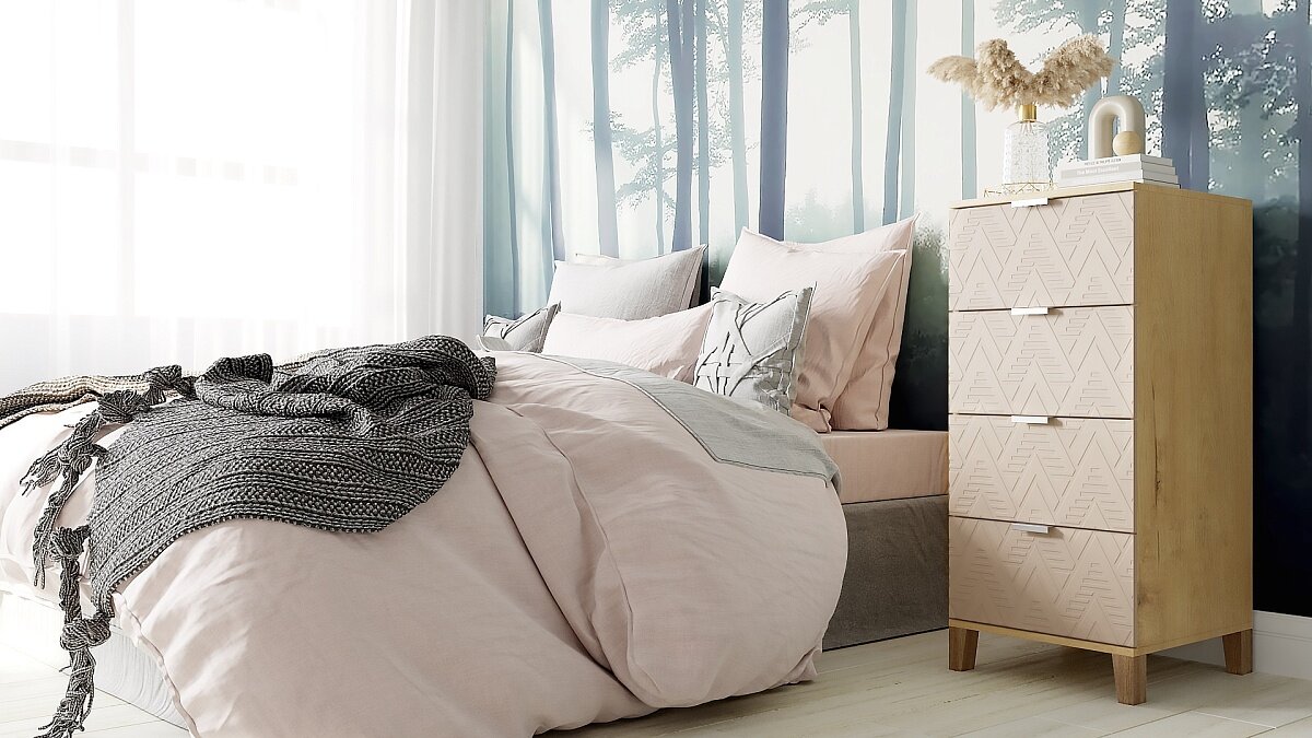 Комод МебельЛэнд24 Марвин Йорк - 6 Роза 50x40x100 с 4 ящиками