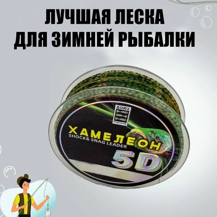Леска рыболовная ZORI 5D хамелеон с имитацией планктона /леска для зимней рыбалки 30 м 0.08мм 3,20кг