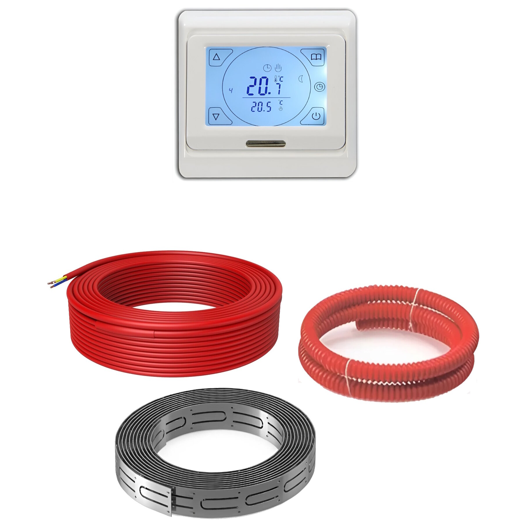 Греющий кабель (секция нагревательная) Vimarr L 541L150KS9-220B-M1-21 9м 162 Вт (0,75-1 м2) с белым программируемым сенсорным терморегулятором