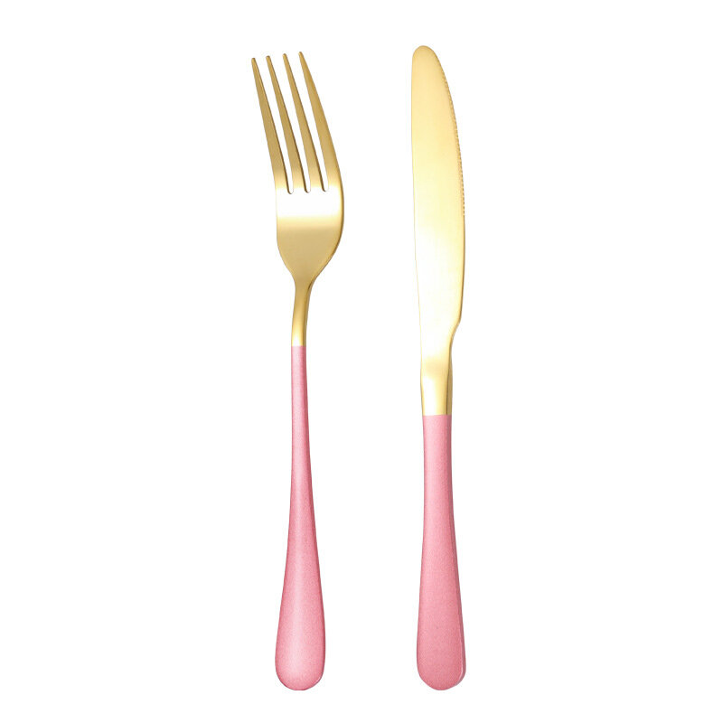 Утолщенный нож и вилка для стейка Бытовая посуда из нержавеющей стали Популярные в Интернете ножи, вилки и ложки Набор