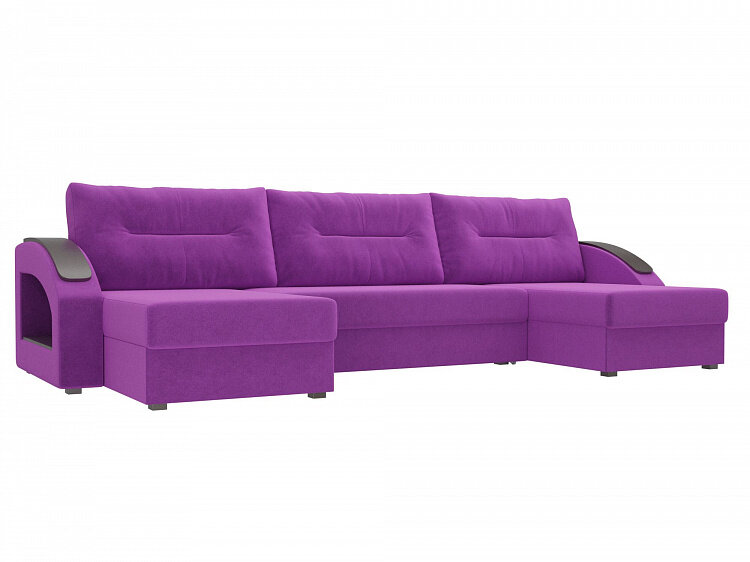 Угловой диван Канзас П-образный Фиолетовый Микровельвет, еврокнижка, 310х160х85 см, с ящиком для белья