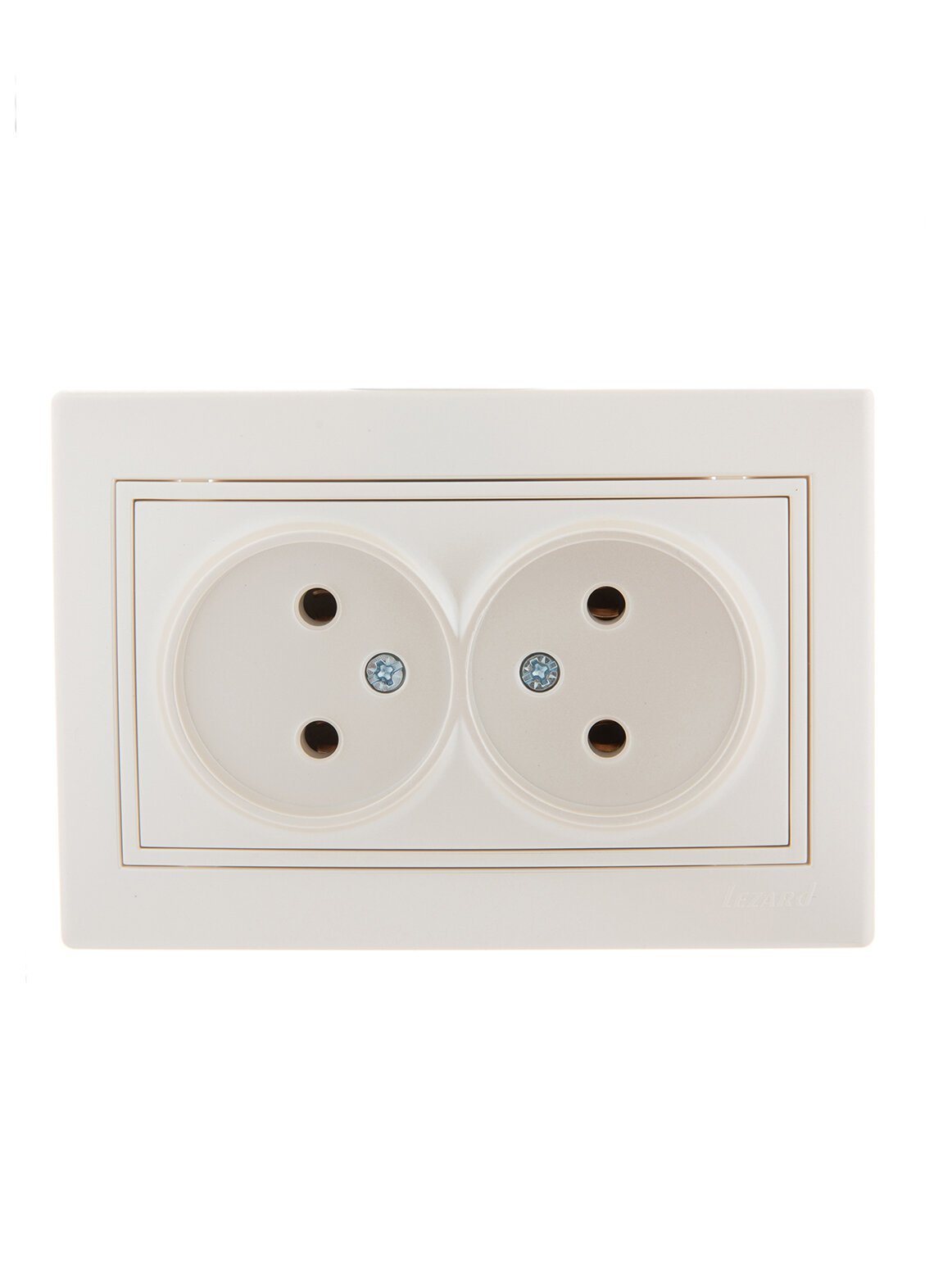 Розетка LEZARD MIRA двойная без заземления керамика жемчужно-белый перламутр со вставкой