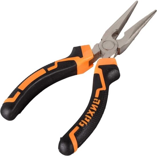 Длинногубцы прямые Вихрь , 160 мм, никелированные, двухкомпонентные рукоятки, 73/6/3/10