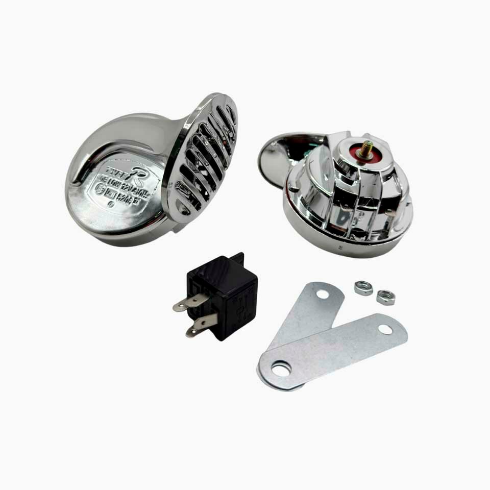 Сигнал звуковой на мотоцикл, мопед, скутер 12В Иж, Урал, Днепр, Ява, Минск, Восход, Муравей рожок хром (пара)