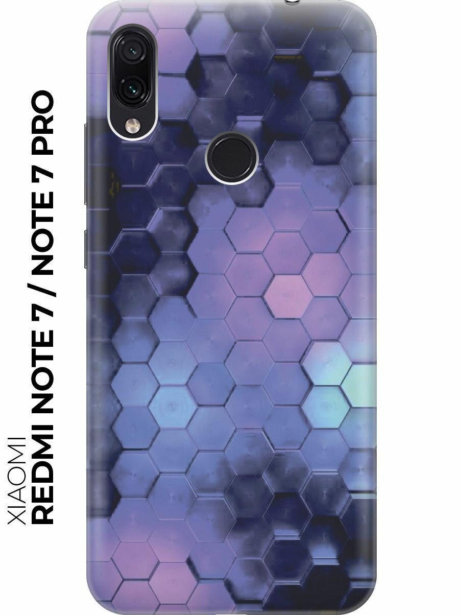 Силиконовый чехол Сиреневые соты на Xiaomi Redmi Note 7 / Note 7 Pro / Сяоми Редми Ноут 7 / Ноут 7 Про