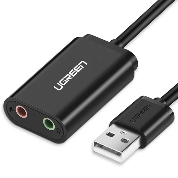Адаптер UGREEN US205 USB-A/2AUX 3.5 (30724) Черный