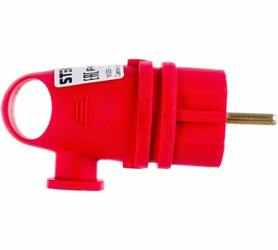Угловая вилка STEKKER с заземляющим контактом, каучук 250В, 16A, IP44, красная 39253