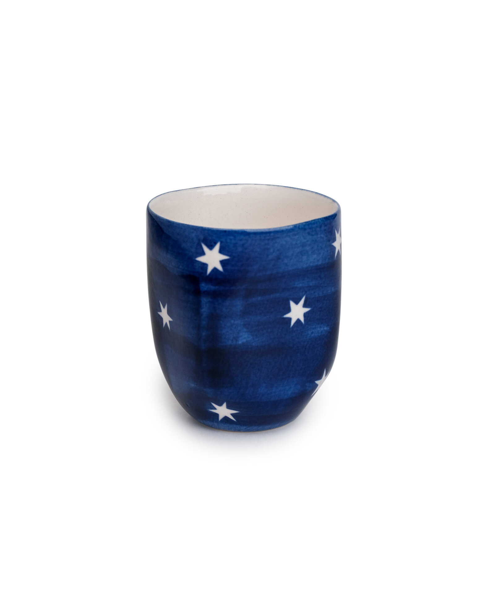 Стакан "Ночь" Лукоморье керамика, 150 мл, синий с белыми звездами, ручная роспись