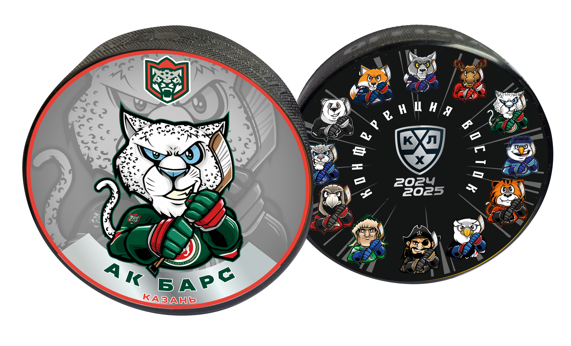 Шайба хоккейная "ExpoState - OFFICIAL" (Восток - ХК АК Барс маскот 2024-25 цветная двустор.)