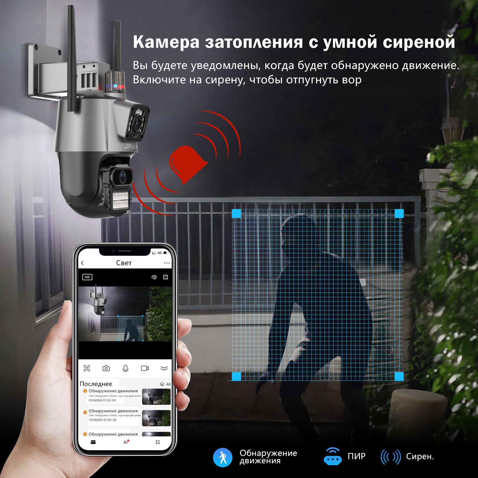 Уличная камера видеонаблюдения с двумя объективами 2 камеры с мигалкой