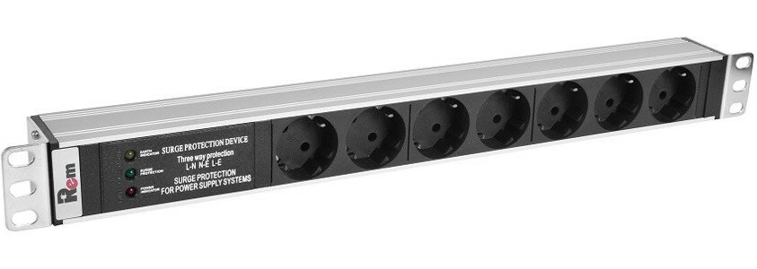 ABC Блок розеток для 19 шкафа ЦМО Rem-10 R-10-7S-FI-440-Z, Schuko, вход C14, 10A, без шнура